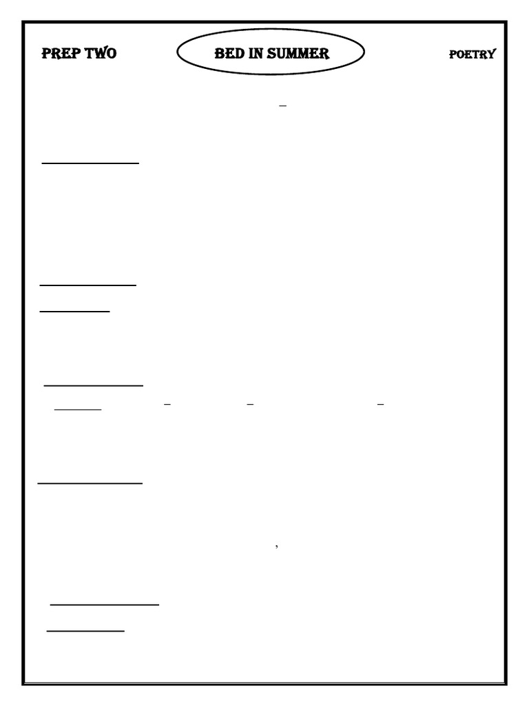 Analysis of "Bed in Summer" Poem | PDF