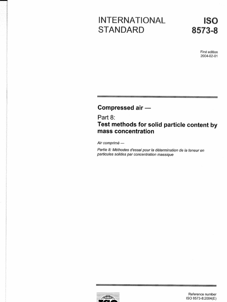8573-8 Test Methods For Solid Particle Content by Mass Concentration | PDF