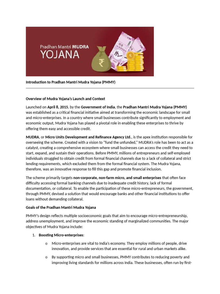 Case Study On Mudra Yojna | PDF | Financial Inclusion | Loans