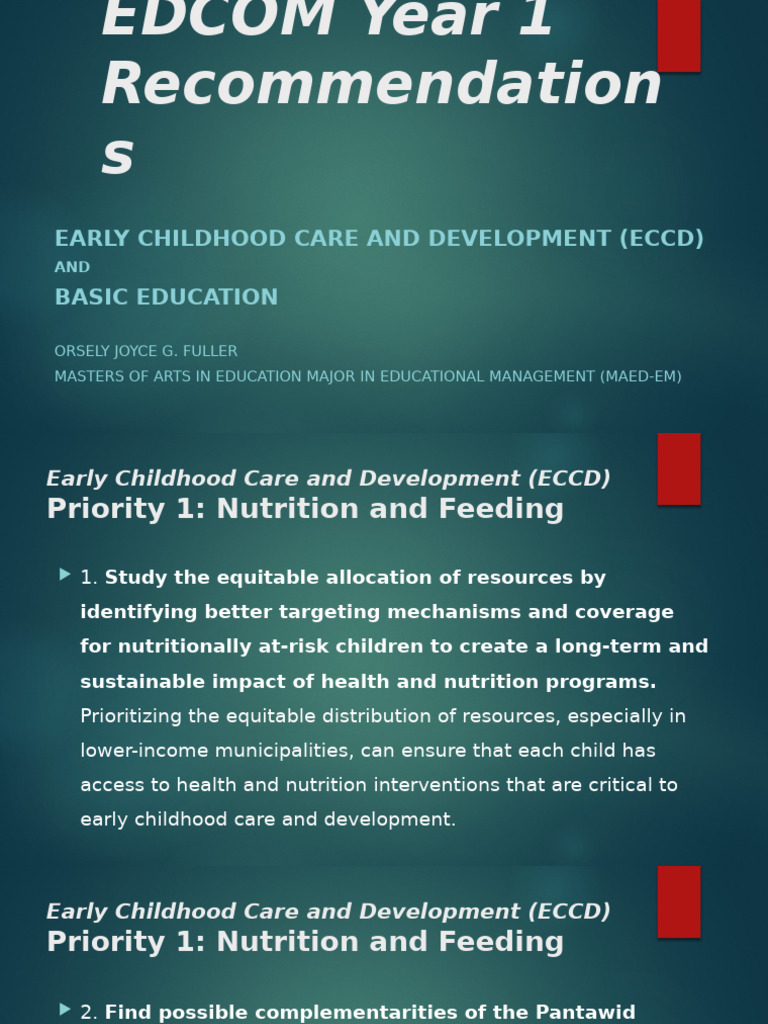 EDCOM Recommendation - ECCD and Basic Ed | PDF | Curriculum | Governance