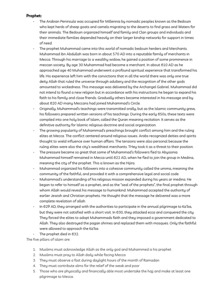 Islam Test | PDF | Muhammad | Caliphate