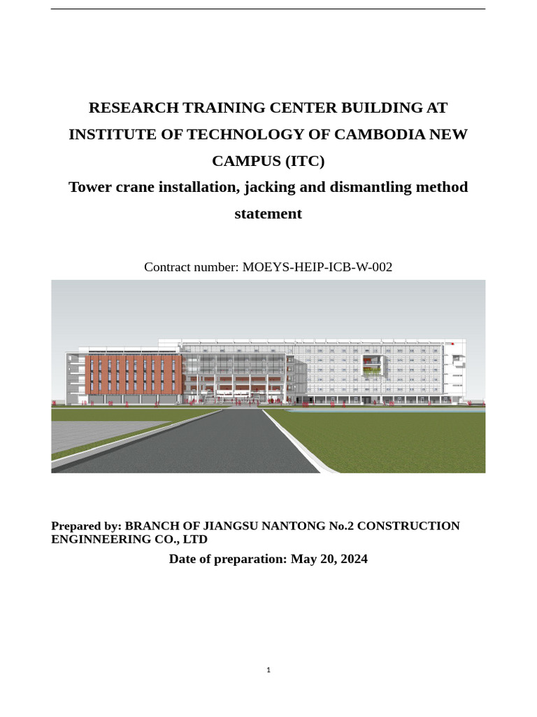 Tower Crane Installation Method Statement | PDF | Crane (Machine ...