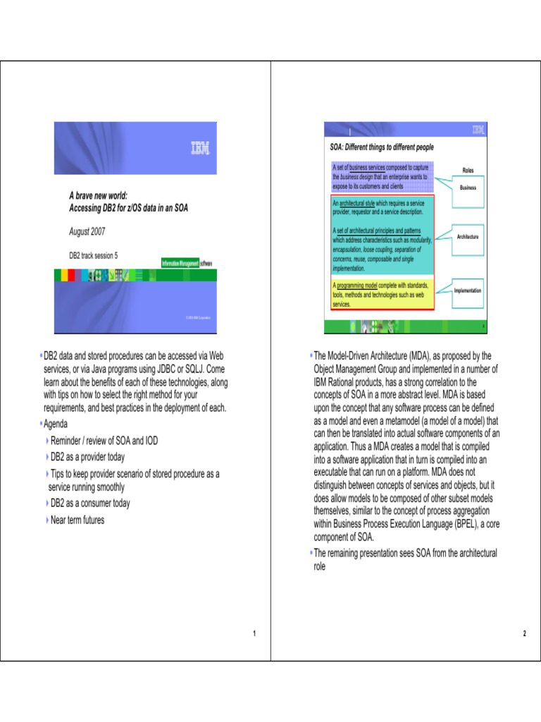 210 A Brave New World Accessing DB2 For zOS Data in An SOA | PDF | Ibm ...