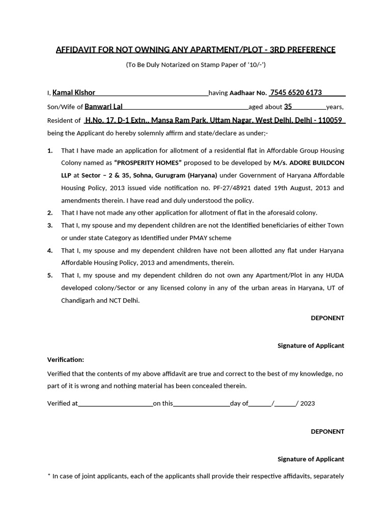 AFFIDAVIT 3rd Preference (12) | PDF