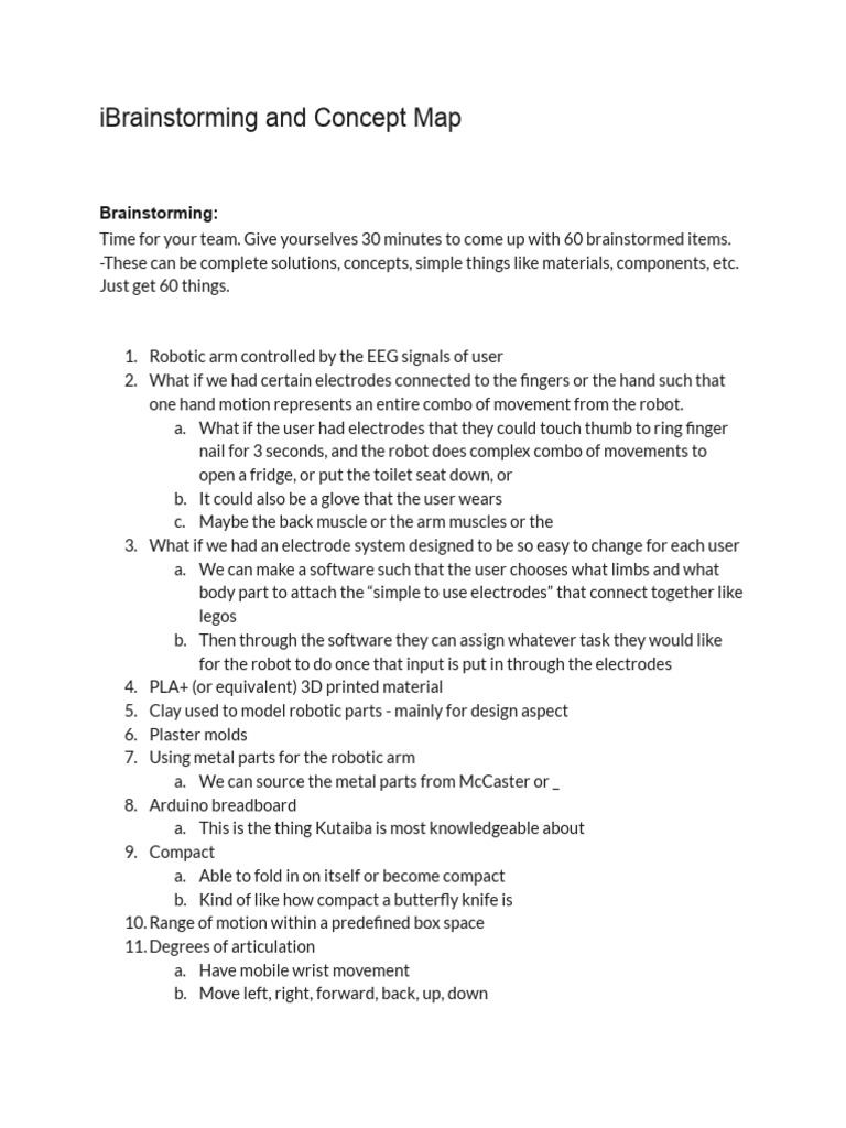 Brainstorming and Concept Map | PDF | Robot | Robotics