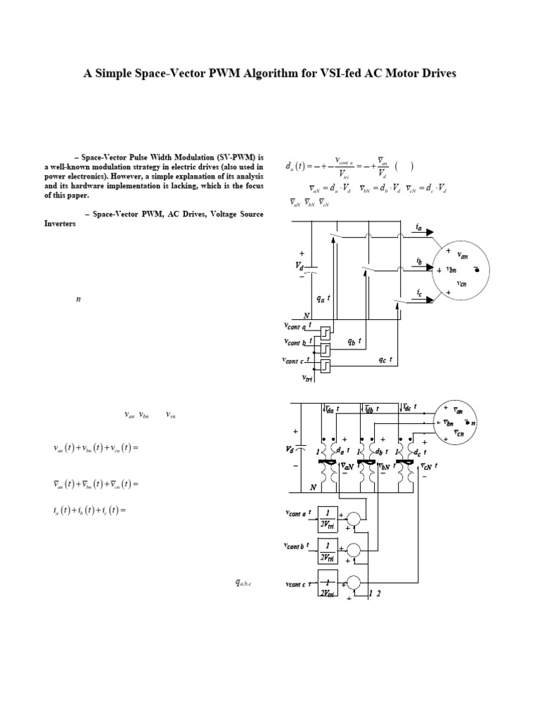 A Simple Space-Vector PWM Algorithm for VSI-fed AC Motor Drives | PDF | Power Inverter | Power ...