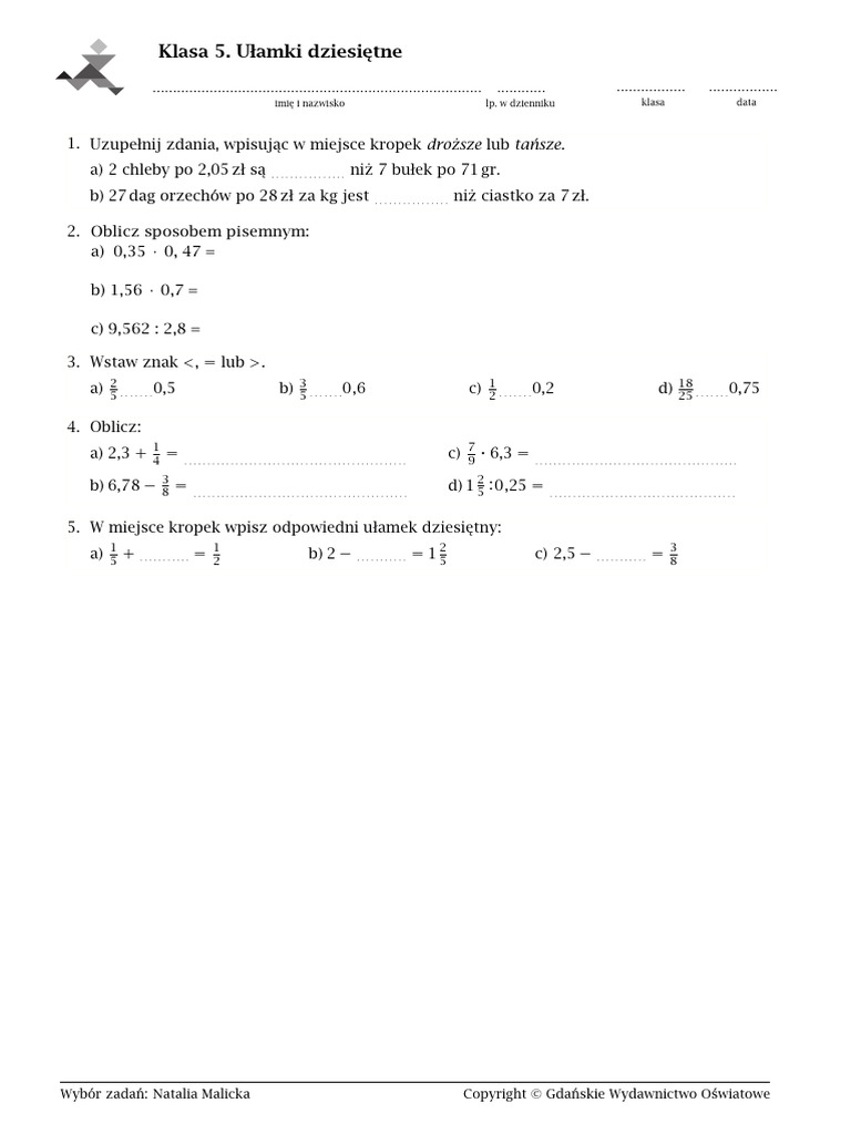 Klasa 7 Wyrazenia Algebraiczne | PDF