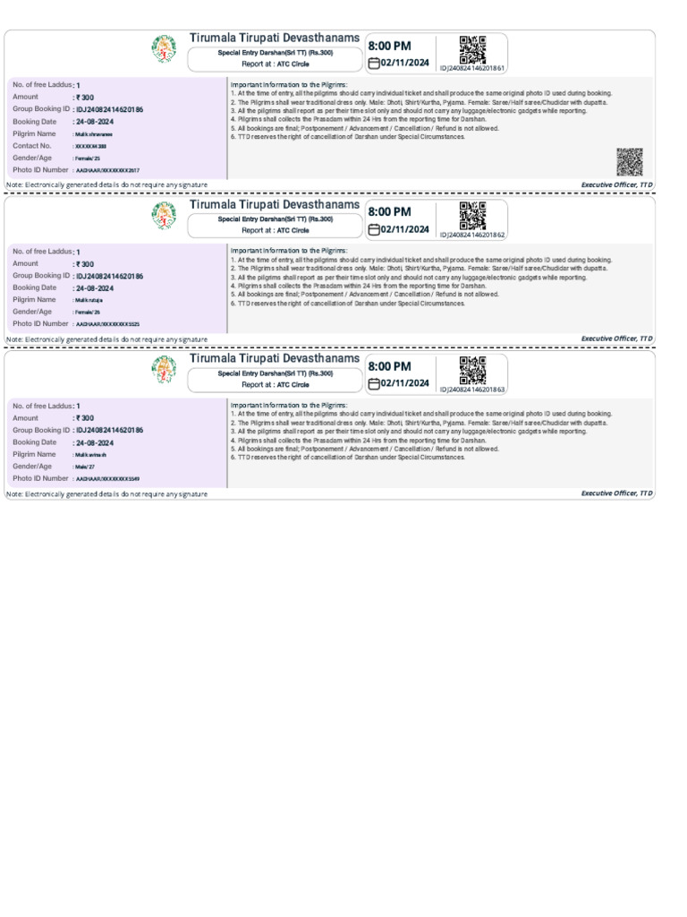 Mulik tirumala darshan tickets-1 | PDF | Vaishnavism