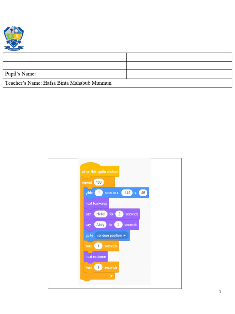 STD - III Solution of Practices Worksheet of Loops and Attach Blocks | PDF