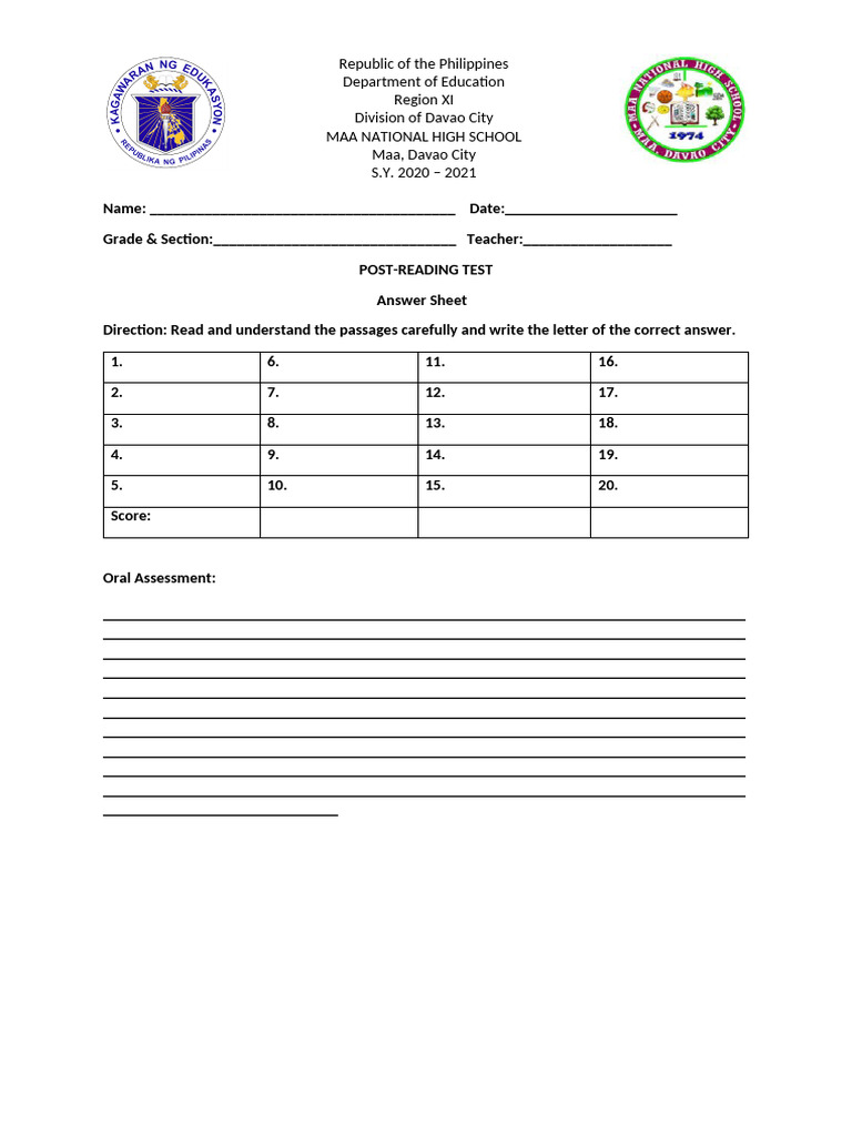 Silent and Post Test | PDF | Clock | Hour