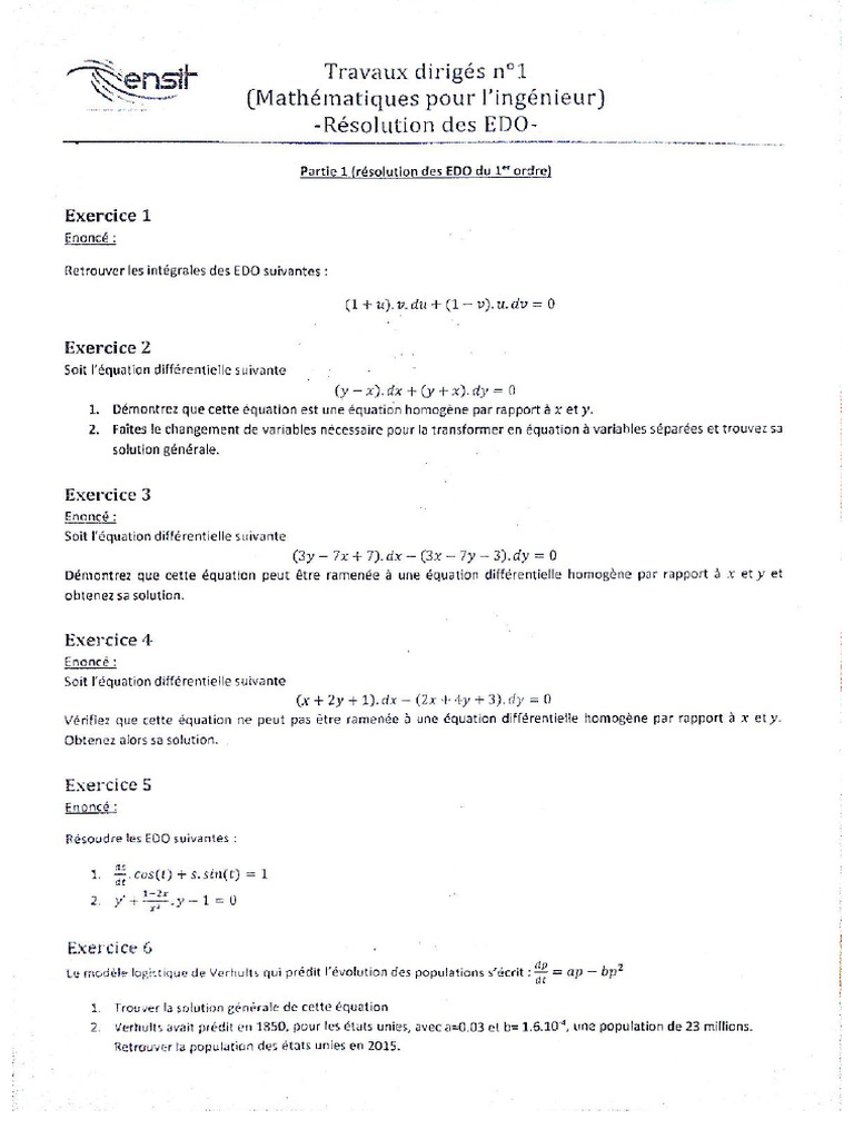 Corrigé TD1 Math Ing | PDF