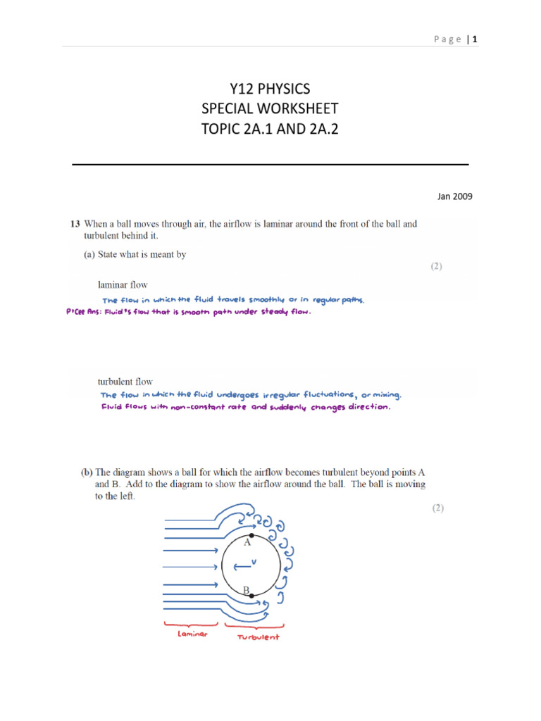 Y12 Physics Special Worksheet - 2A.1 and 2A.2 | PDF | Soft Matter | Applied And ...