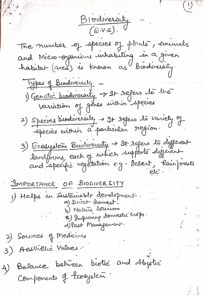Biodiversity Notes | PDF