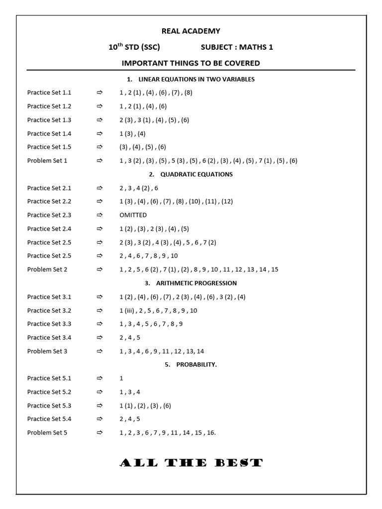 10th Grade Maths SSC Study Guide | PDF