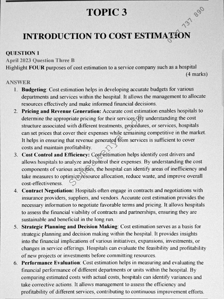 Cost Estimation | PDF