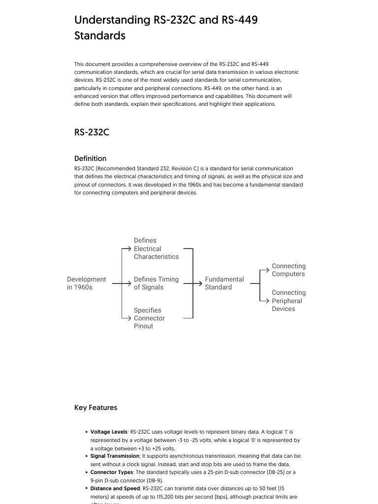 RS-232C vs RS-449 Standards Explained | PDF | Data Transmission ...