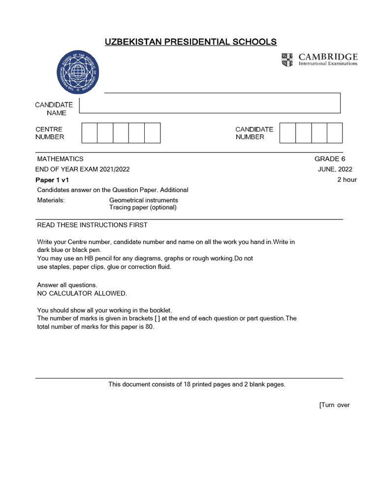 Grade 6 June 2022maths Paper QP v1 | PDF | Elementary Geometry ...