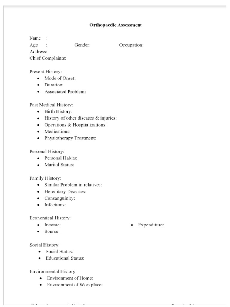 Ortho Assessment | PDF