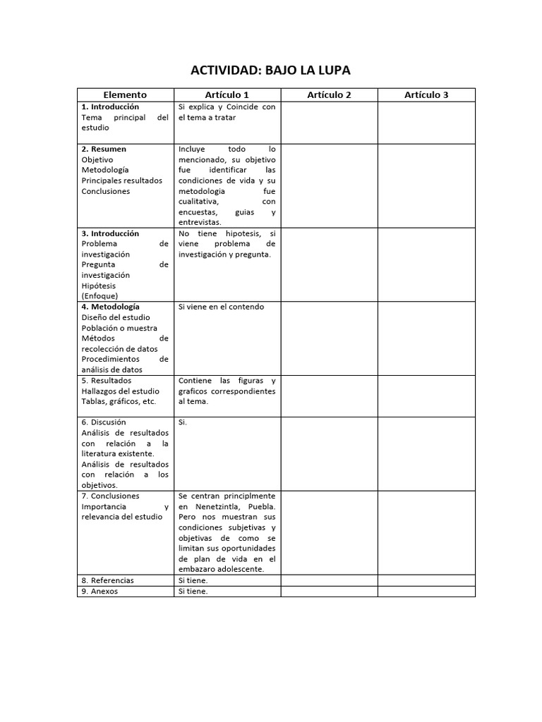 Actividad-Bajo La Lupa | PDF