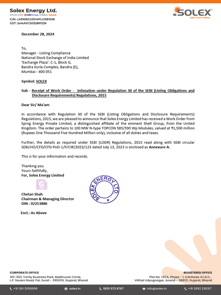 Solex 28122024173937 Disclosure SPRNG | PDF | Economies | Business