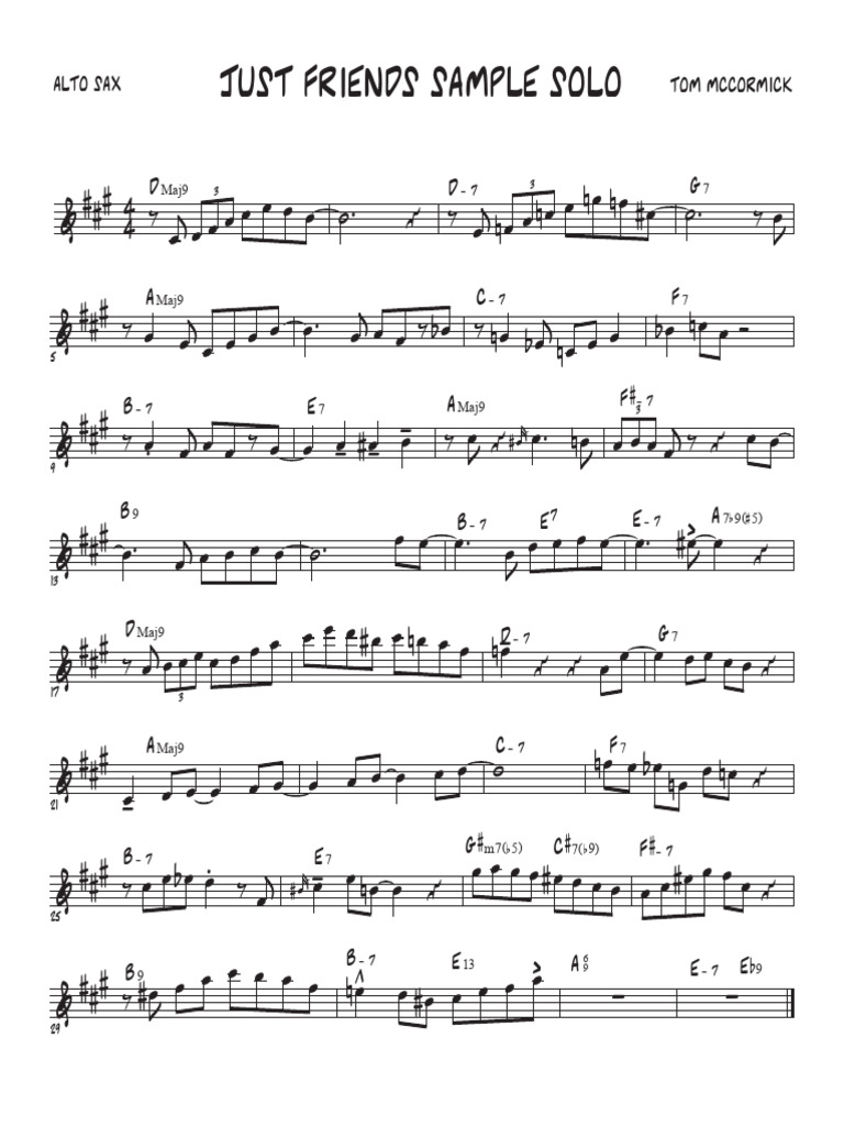 Just Friends Alto Sax Lead Sheet | PDF