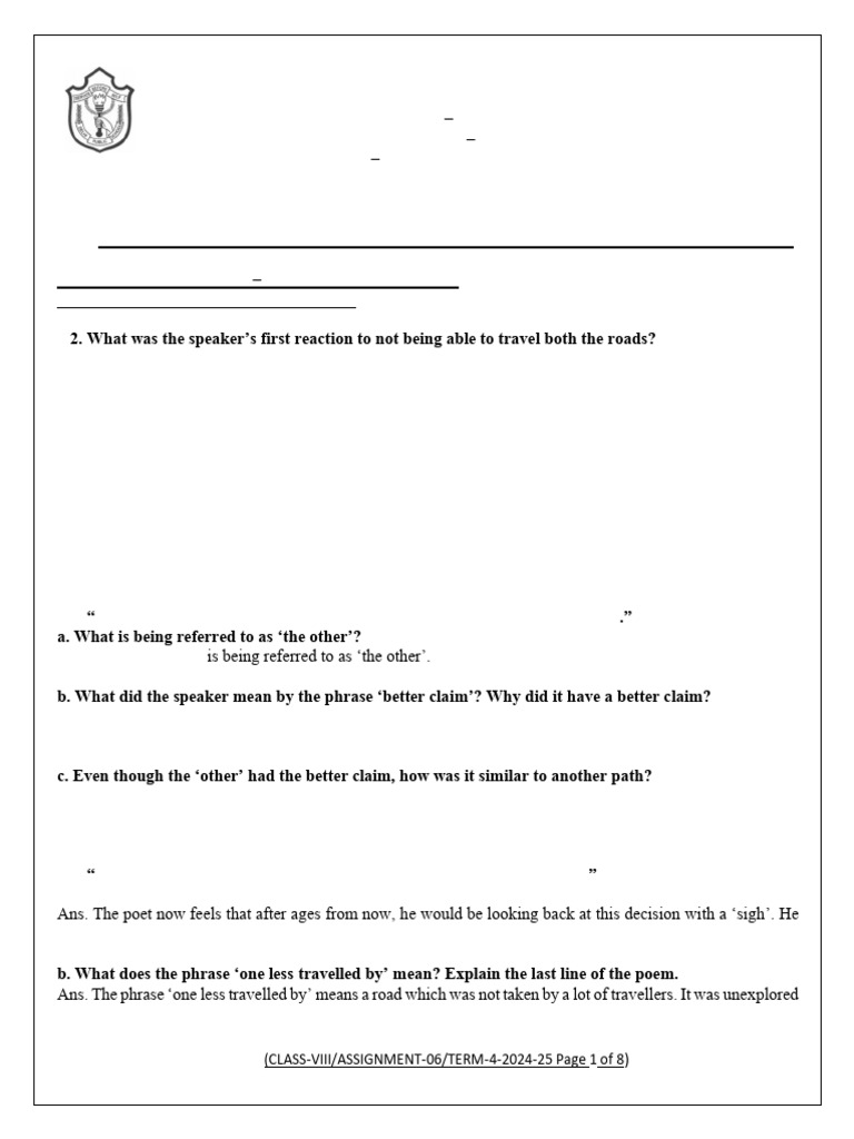 Class 8 Term 2 Assignment 6 2024-25 | PDF | Anode | Myopia