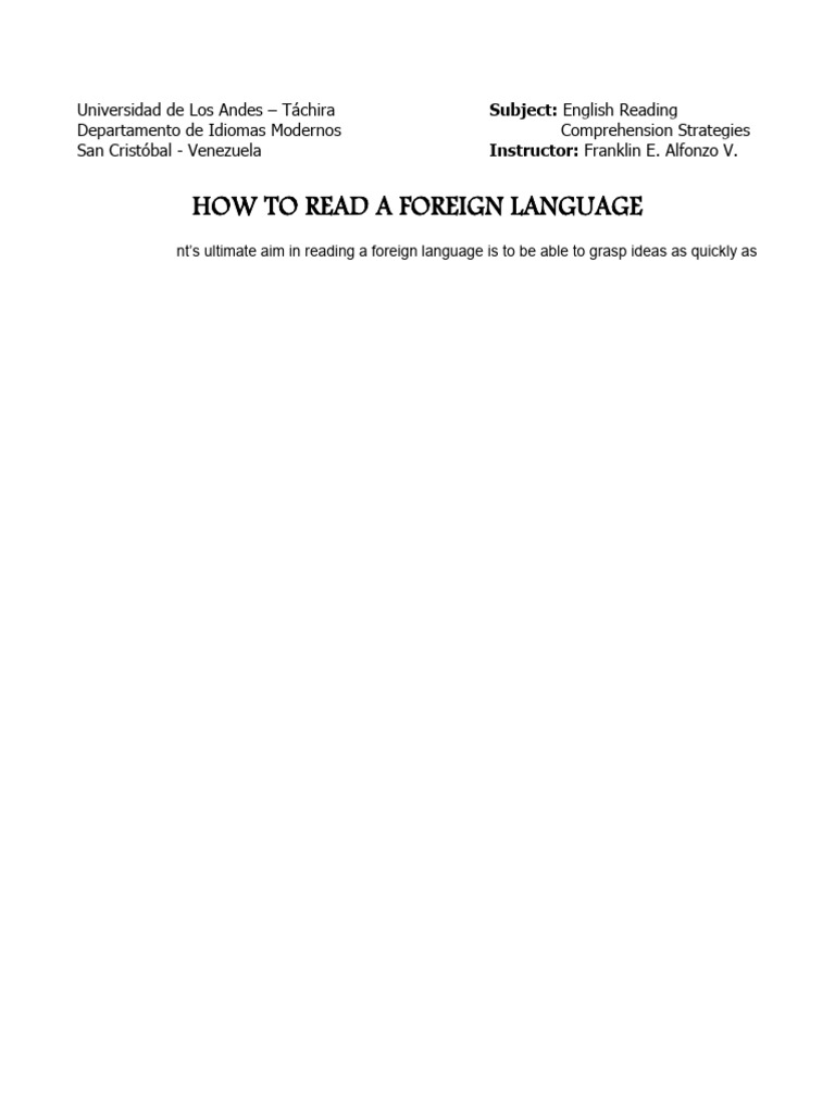 How To Read A Foreign Language | PDF | Vocabulary | Thought