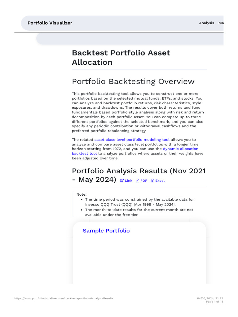 Backtest Portfolio Asset Allocation | PDF | Sharpe Ratio | Exchange ...