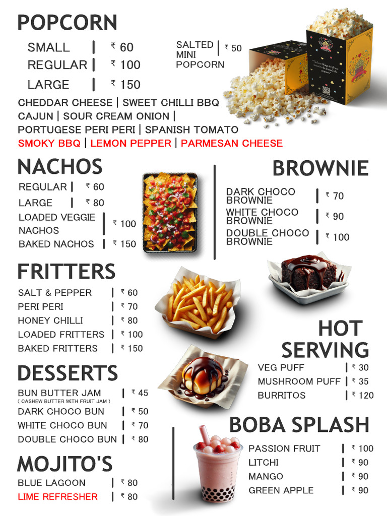Alice Menu Popcorn Chemistry | PDF
