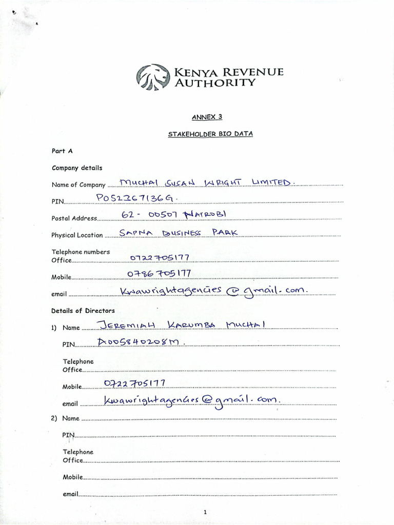 Stakeholder Bio Data Form | PDF
