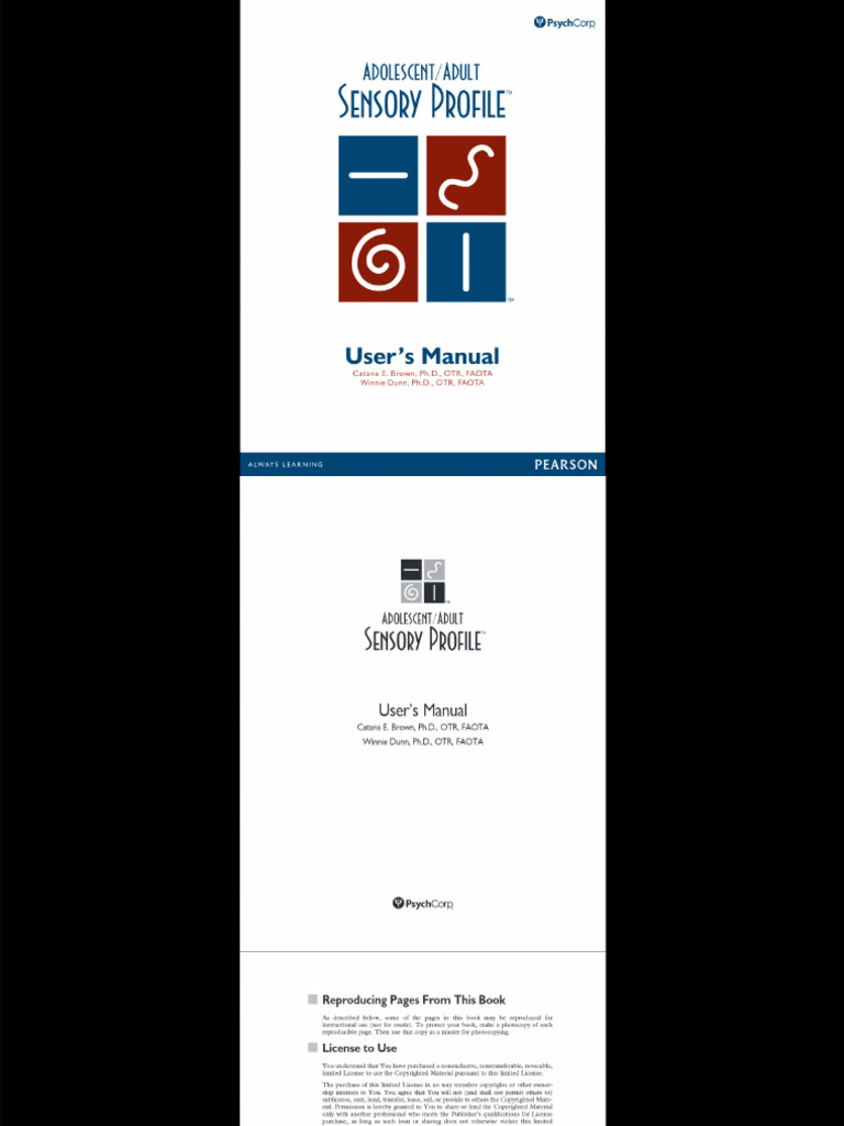 Adolescent and Adult Sensory Profile - Manual | PDF