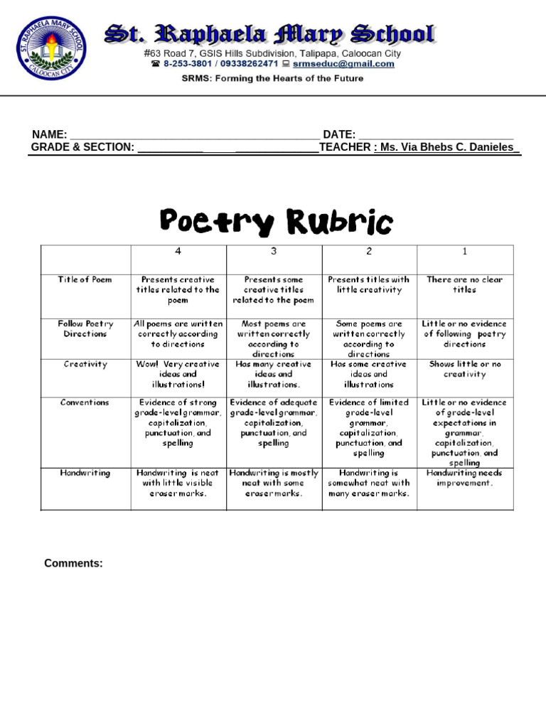 Rubric for Poetry | PDF