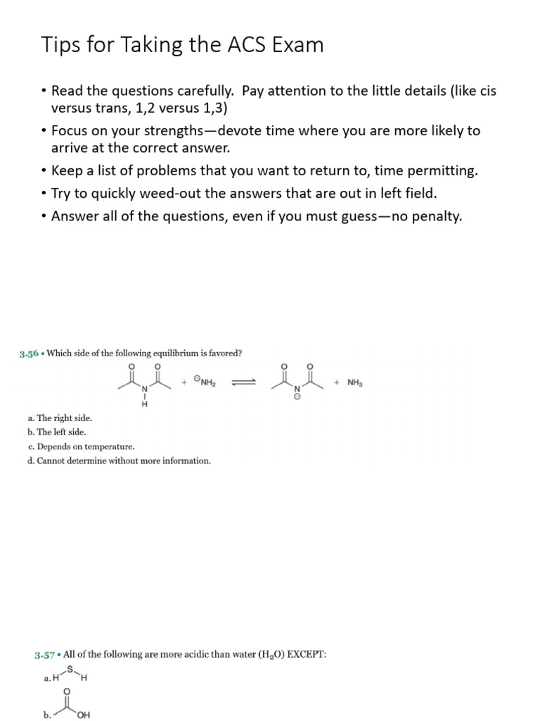 ACS Exam Strategies for Students | PDF