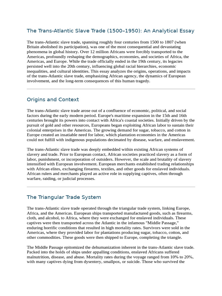 Histories of the Slave Trade | PDF | Atlantic Slave Trade | Slavery