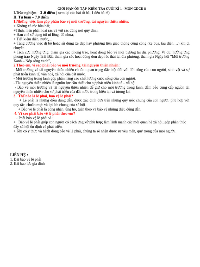 ĐỀ-CƯƠNG-ÔN-TẬP-GDCD-8 | PDF