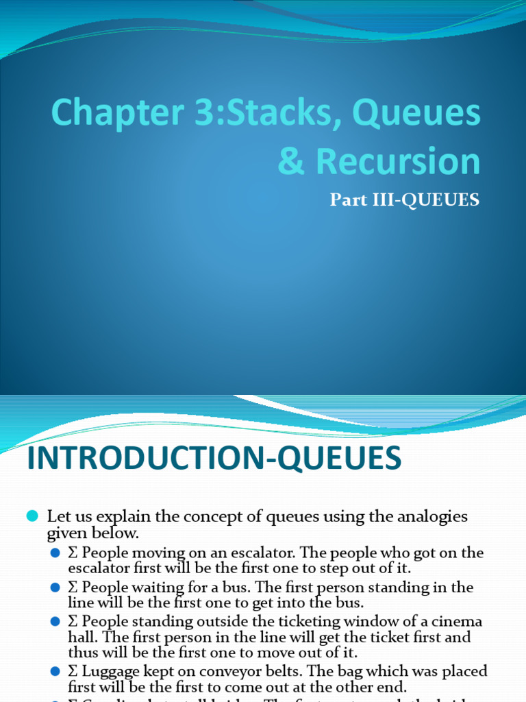 Ds Chapter 3 Stacks Queues And Recursion Part Iii Pdf Queue Abstract Data Type Computing
