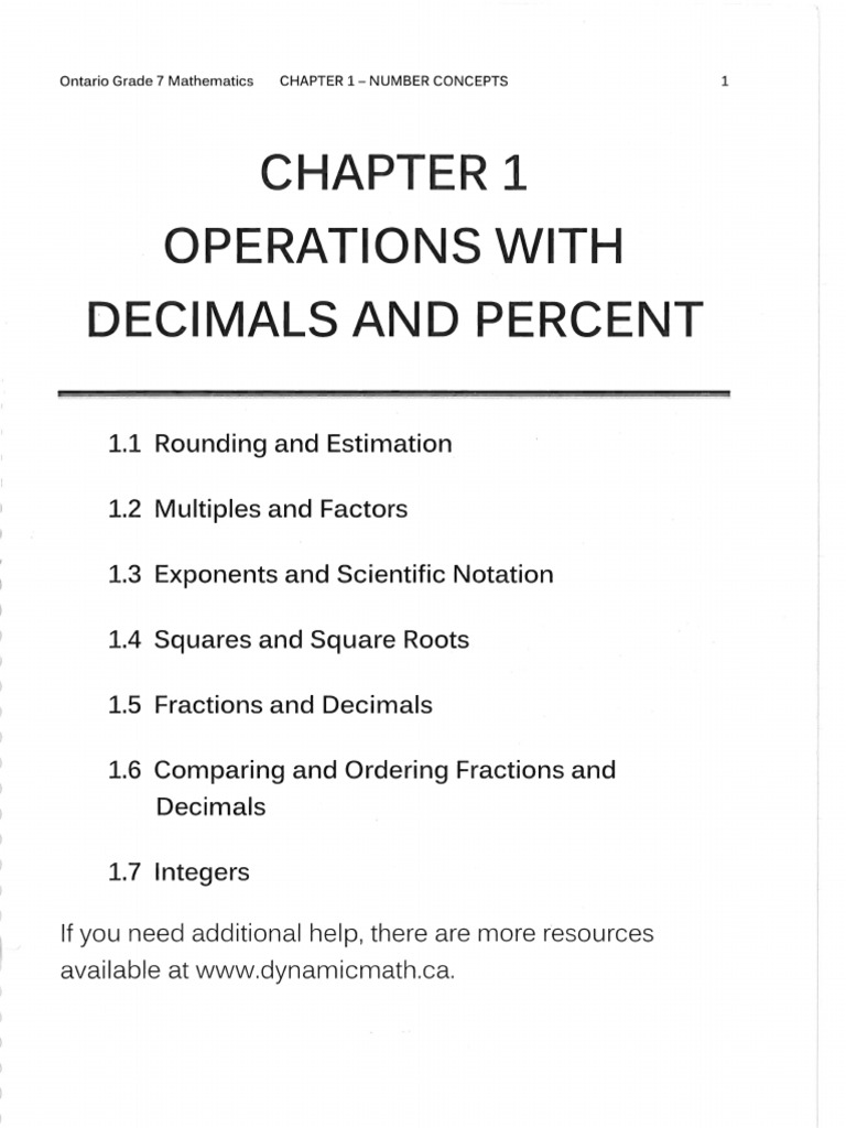 Raaed Sher - Dyamic Math Chapter 1 | PDF | Decimal | Numbers