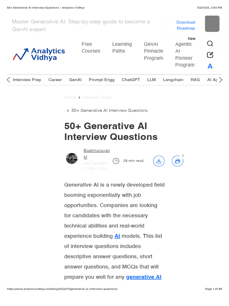 Generative AI Interview Questions | PDF | Computer Science | Applied Mathematics