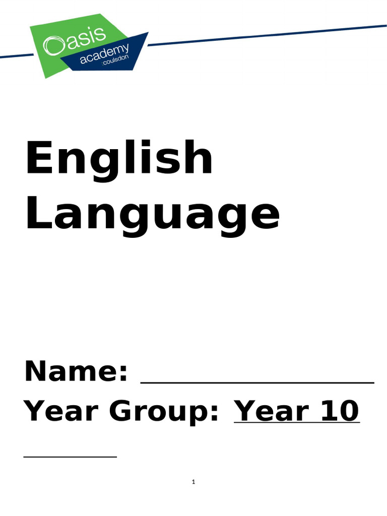 English Language Booklet OAC Year 10 | PDF | Vocabulary