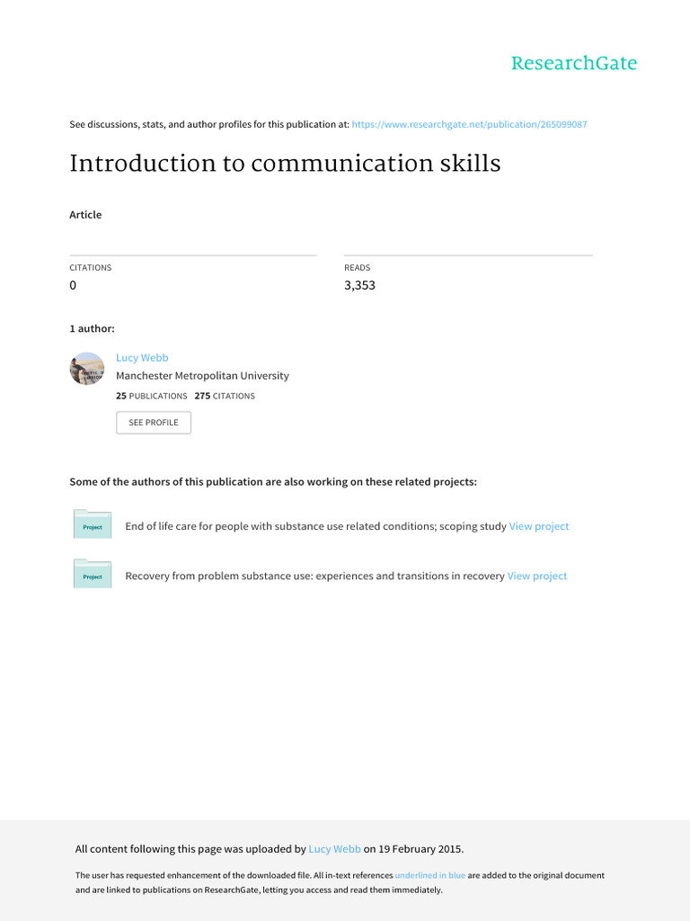 Introduction To Communication Skills | PDF | Nursing | Communication
