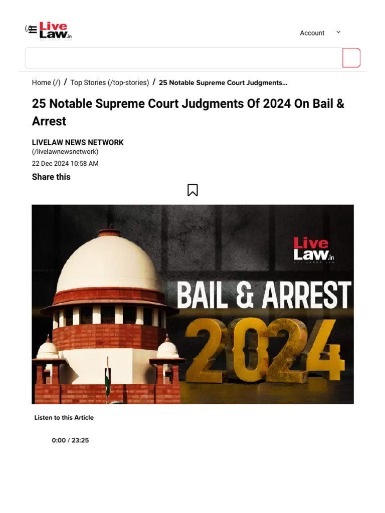 Supreme Court Bail Judgments 2024 | PDF | Bail | Supreme Court Of The ...