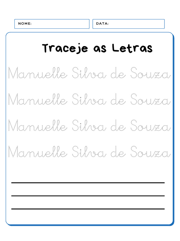 Bicolor Tracejar Letras Fundamental Folha de Atividades | PDF