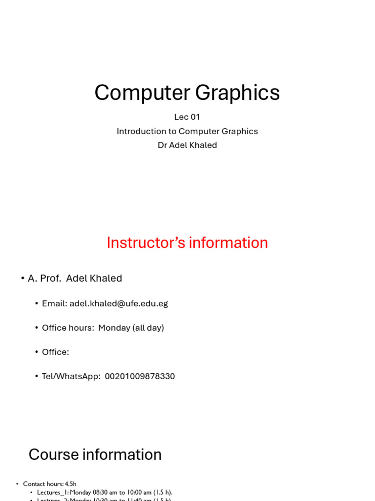 Lec 01 - 02 Introduction To Computer Graphics | PDF | Image Scanner | Computer Graphics