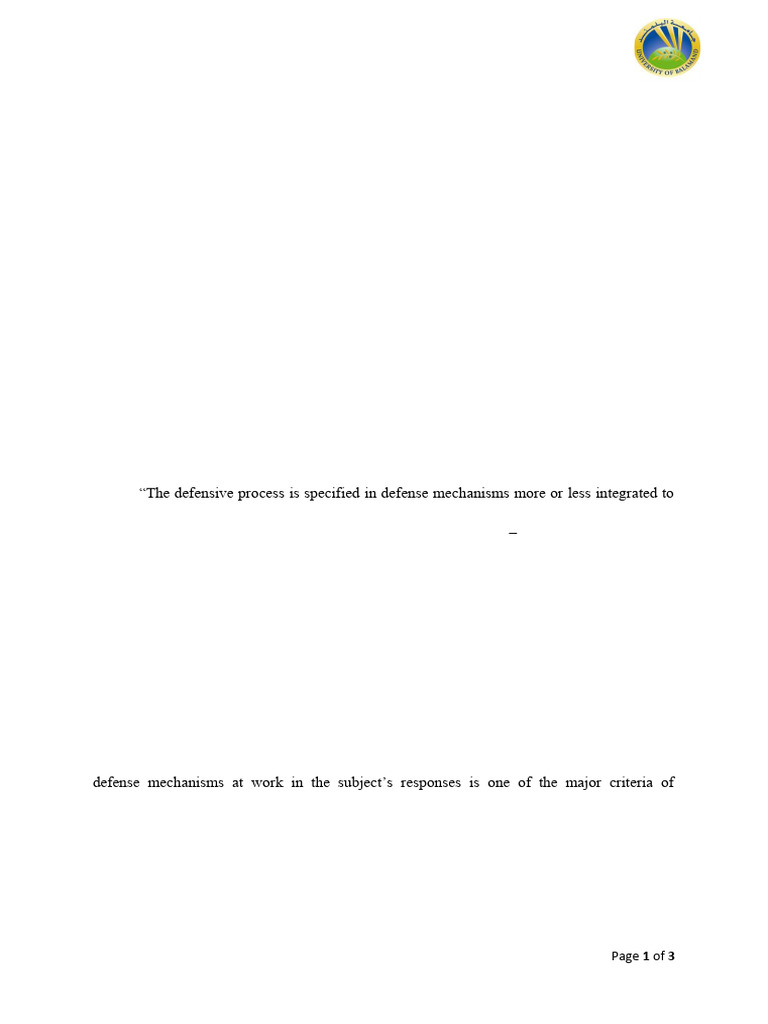 Guide for Identification of Defense Mechanisms in Projective Tests ...