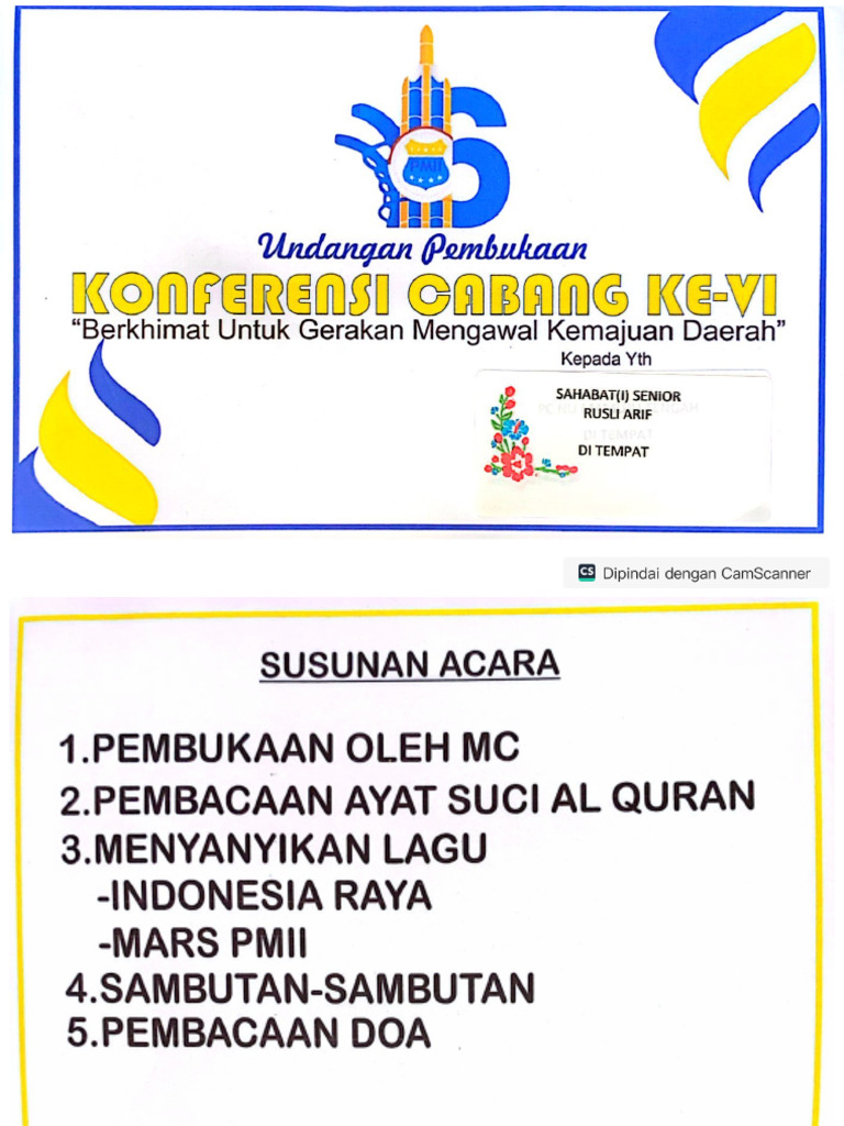 Undangan Konfercab PMII - Sahabat Senior | PDF