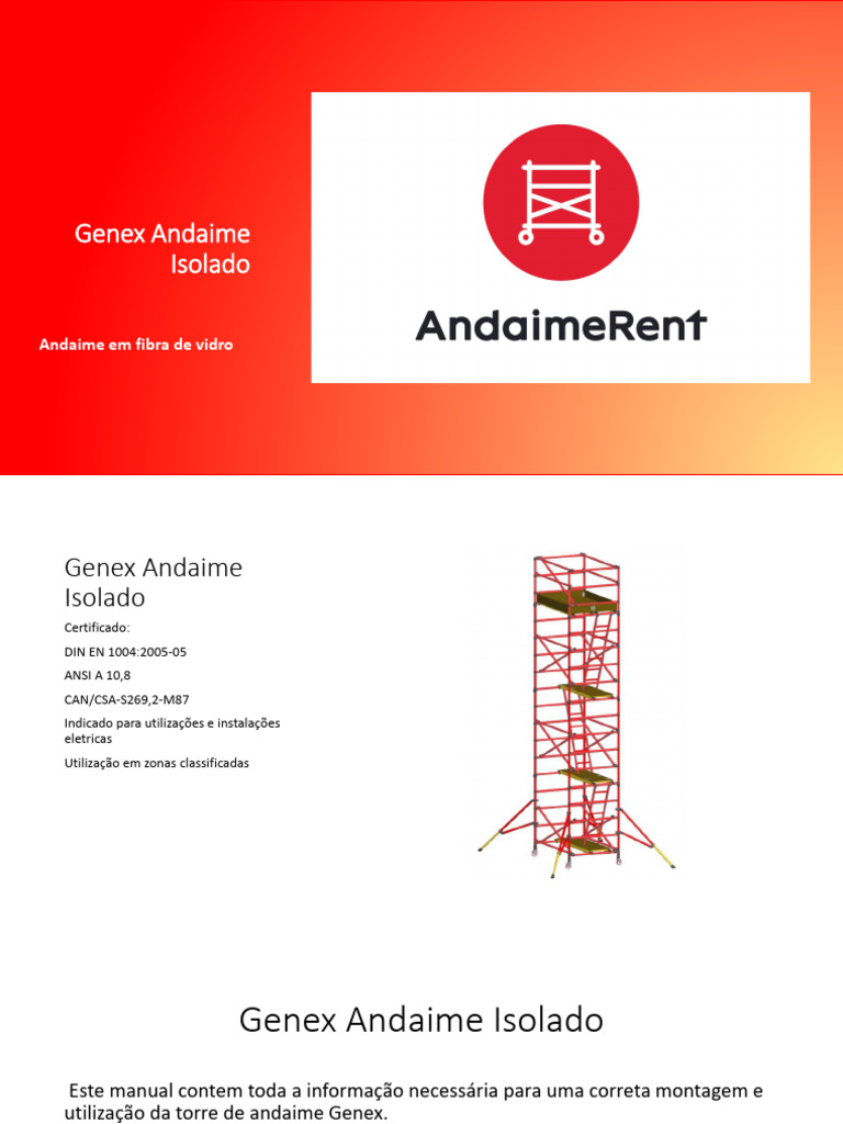 Manual Genex: Andaime Isolado em Fibra | PDF | Torre