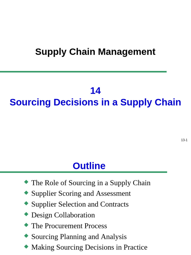 # 14. Sourcing Decisions in A Supply Chain | PDF | Procurement | Supply ...