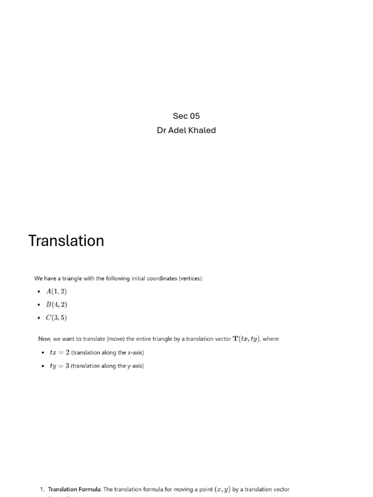Section 05 Two Dimensional Geometric Transformations | PDF