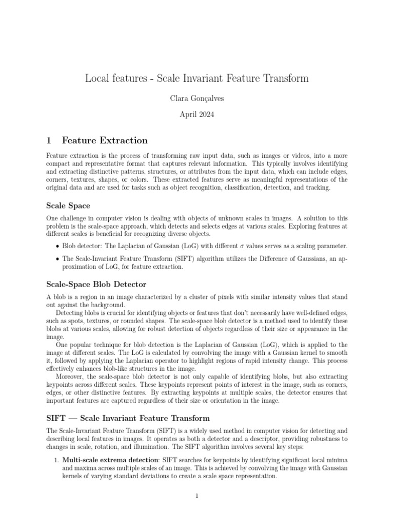 Local Features Scale Invariant Feature Transform | PDF | Artificial Intelligence | Intelligence ...