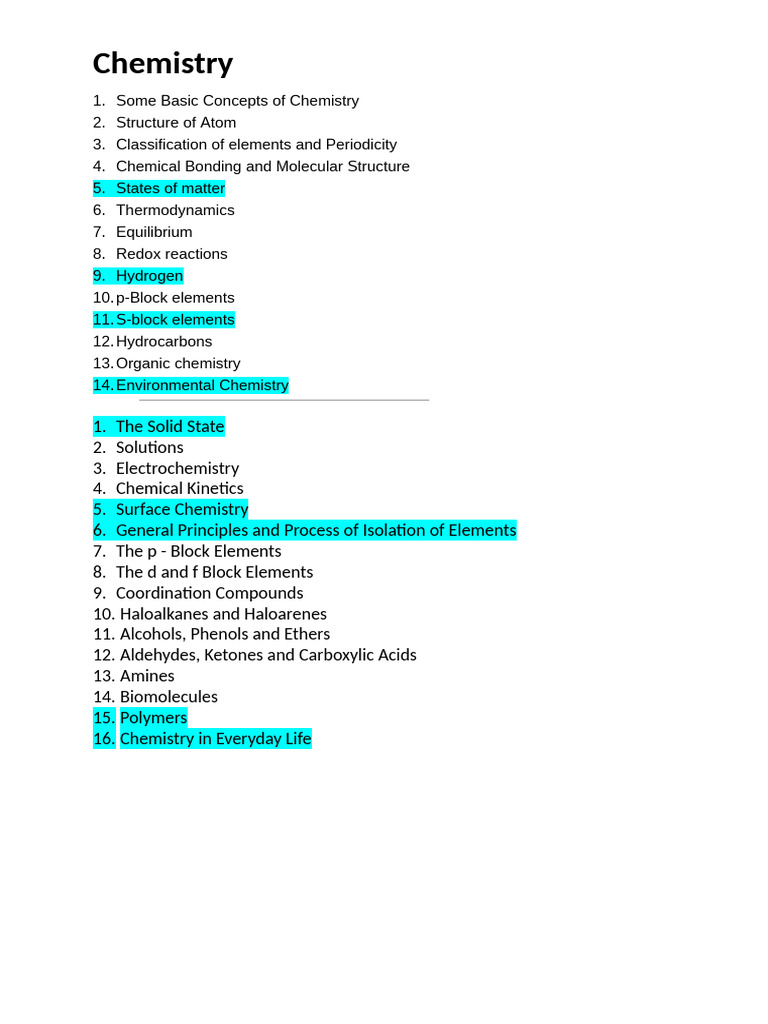 Chemistry Syllabus | PDF